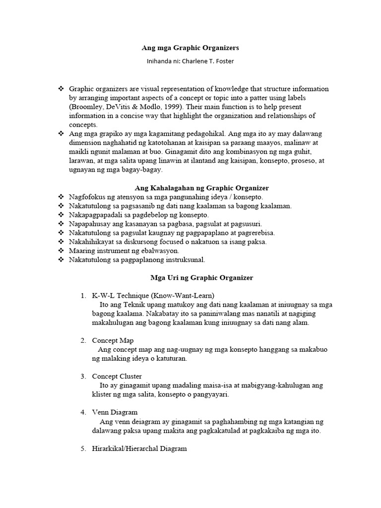 Ang Mga Graphic Organizers | PDF