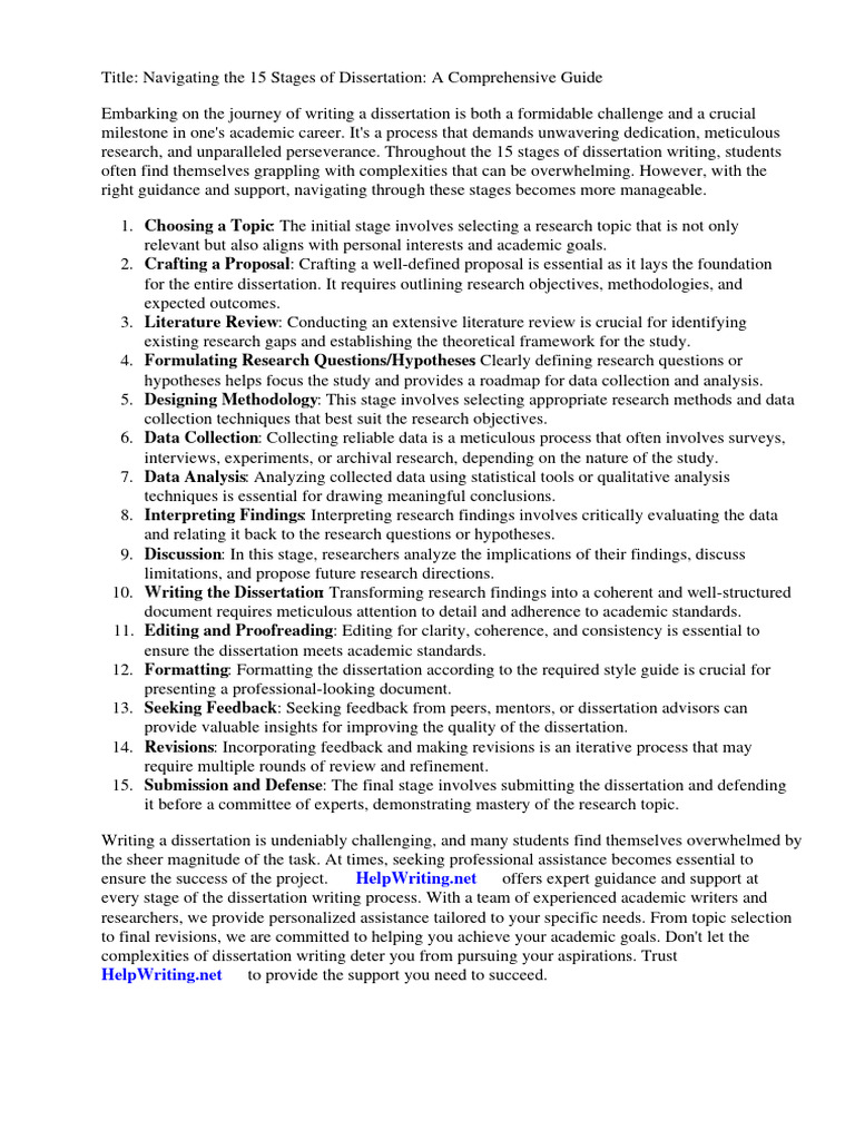 15 Stages of Dissertation | PDF | Thesis | Methodology