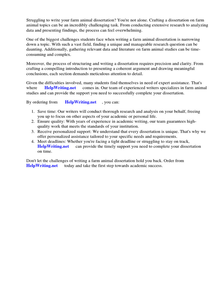 Farm Animal Dissertation Ideas | PDF
