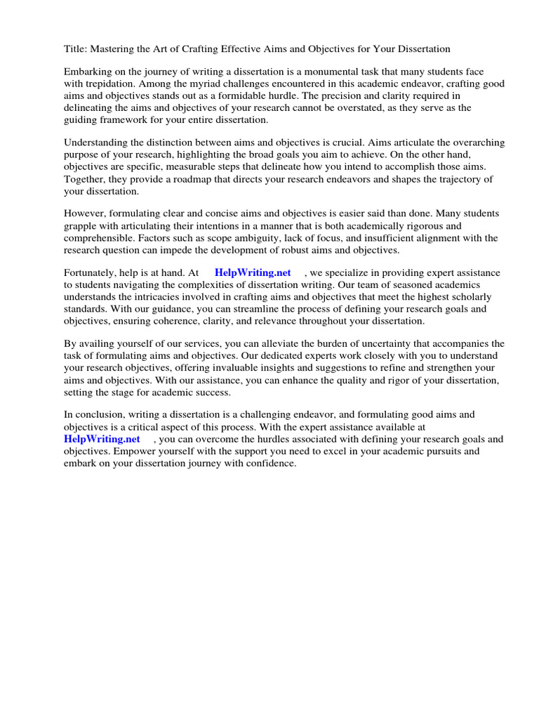 How To Write Good Aims and Objectives Dissertation | PDF | Thesis | Evaluation