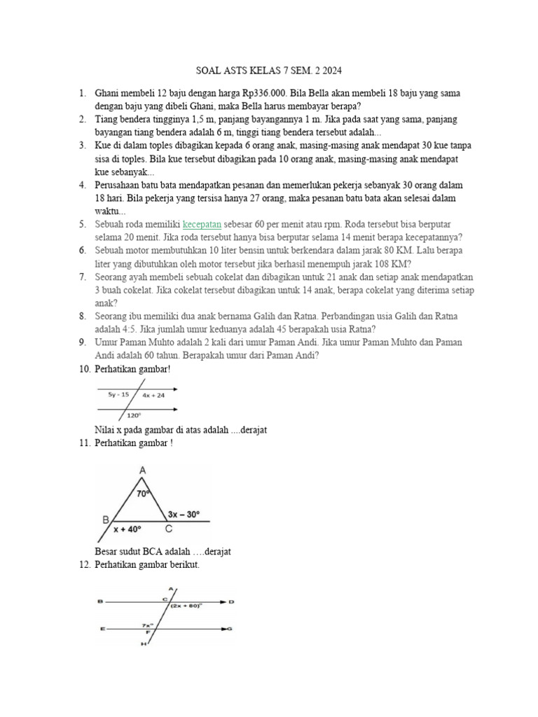 Soal Asts Kelas 7 Sem 2 2024 | PDF | Griya & Taman