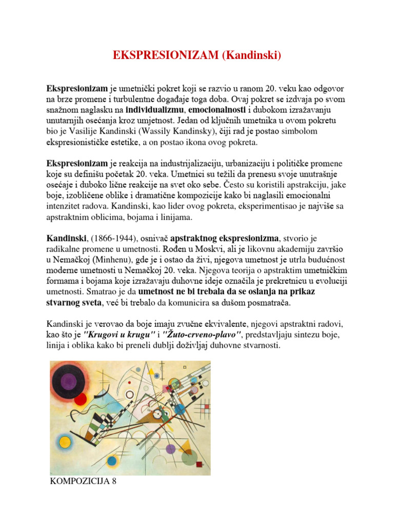 Skripta Za Ispit - EKSPRESIONIZAM | PDF