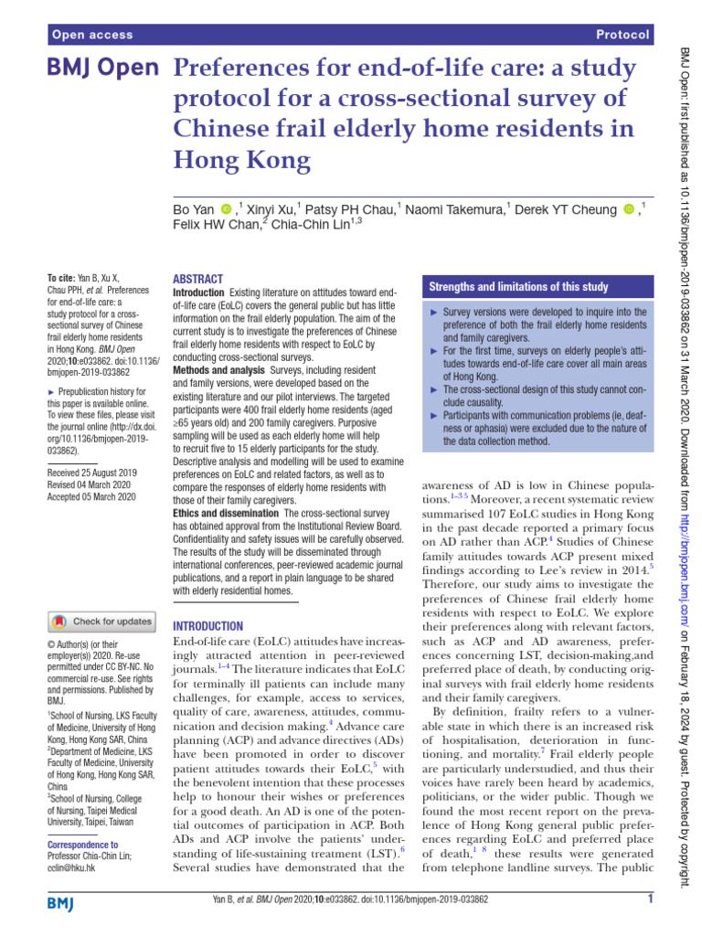 E033862 Full | PDF | End Of Life Care | Survey Methodology
