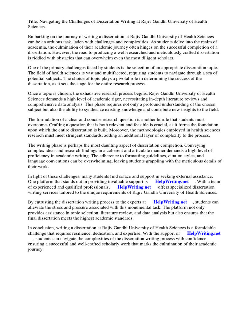 Dissertation Topics in Rajiv Gandhi University of Health Sciences | PDF ...