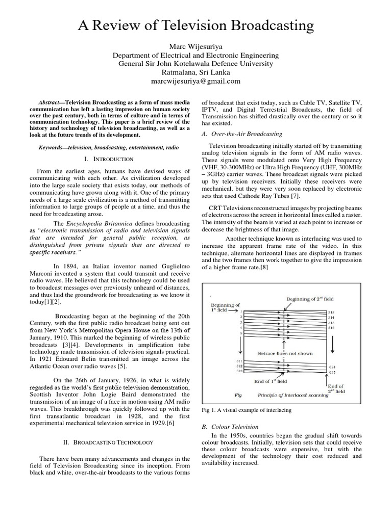 Television Broadcasting: History & Trends | PDF | Television ...
