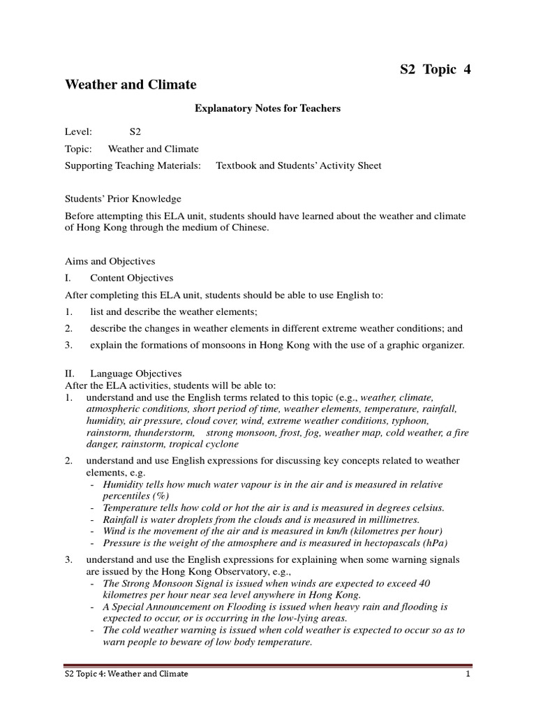 s2 topic 4 weather & climate | PDF | Weather | Humidity