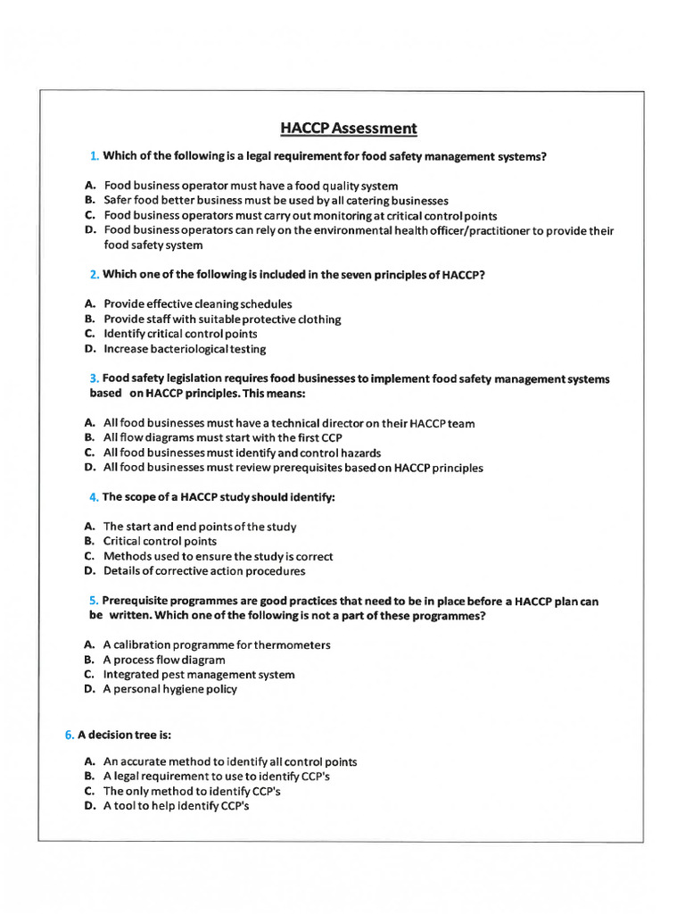 HACCP Assessment | PDF