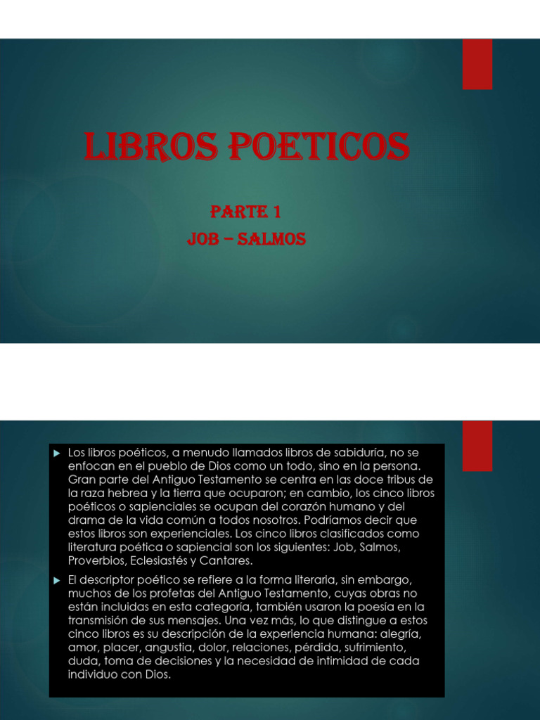 Libros Poeticos Parte 1 Clase. | PDF | Salmos | Libro de trabajo