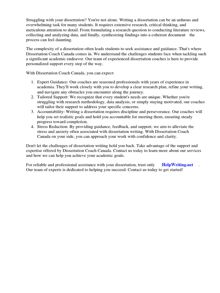 Dissertation Coach Canada | PDF | Thesis