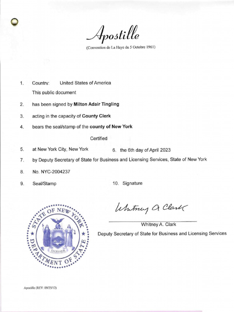 NY SOS Apostille Certificate Sample | PDF