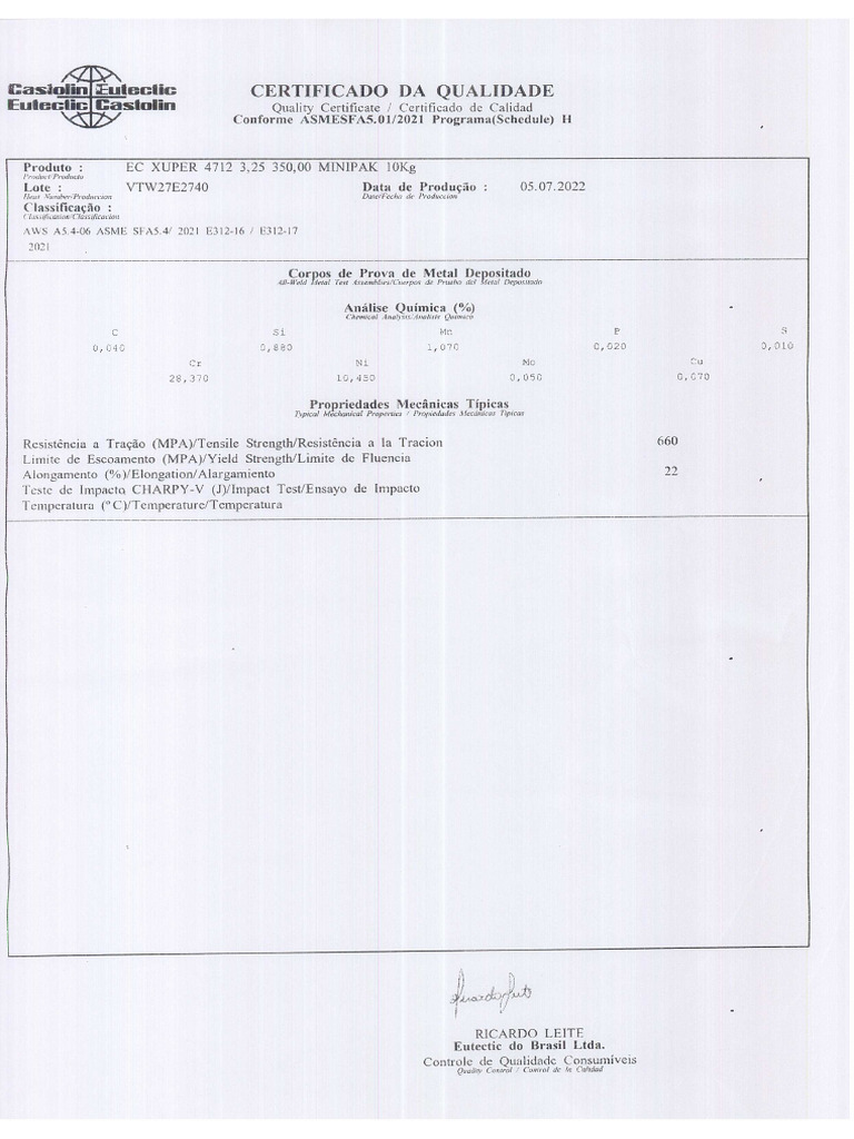 Certificado E312-16 | PDF