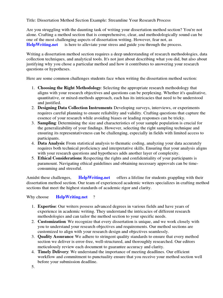 Dissertation Method Section Example | Download Free PDF | Methodology ...
