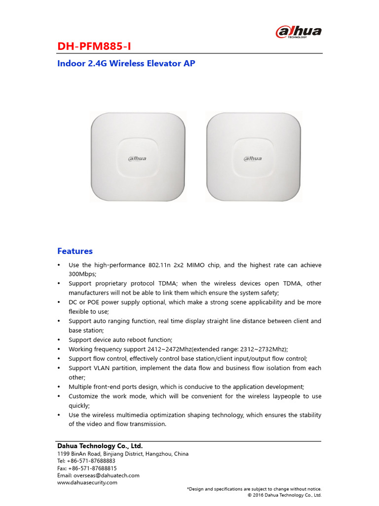 PFM885-I Datasheet | Download Free PDF | Computer Network | Wireless Access Point