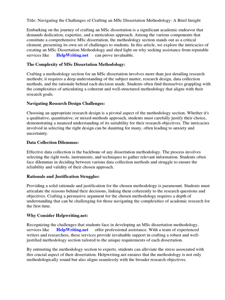 Msc Dissertation Methodology Example | PDF | Methodology | Valuation ...