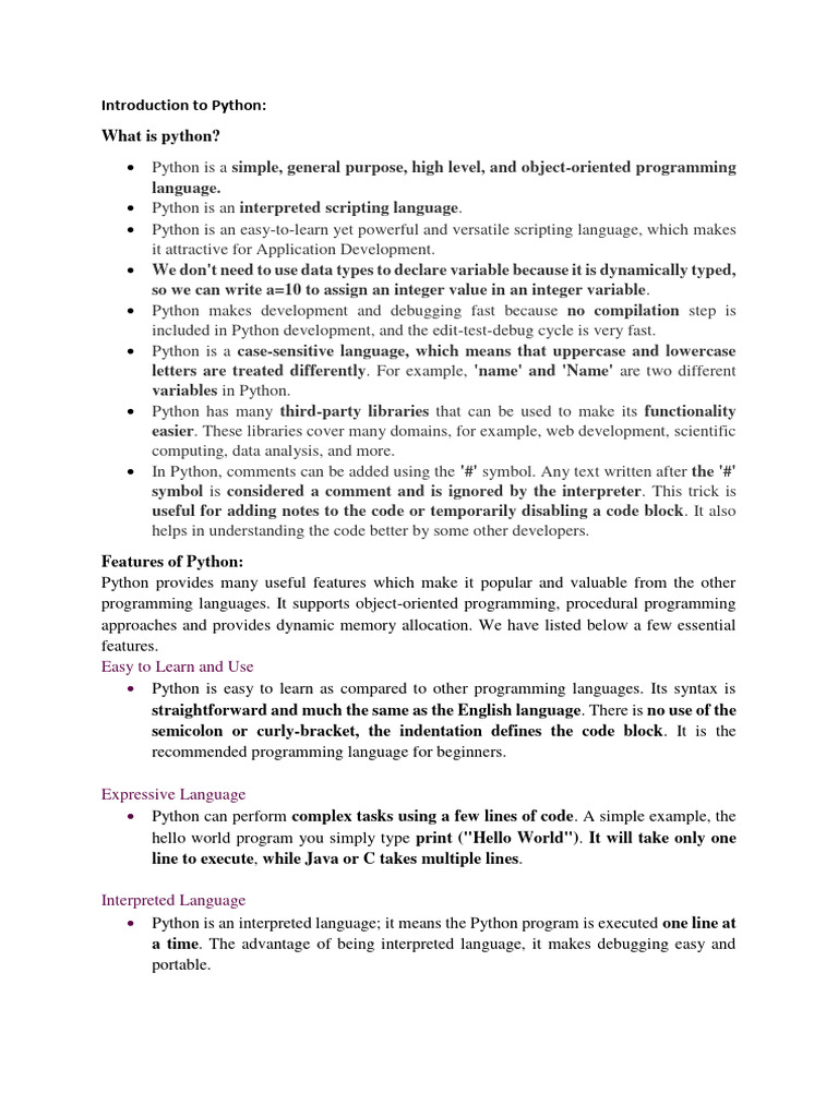Pyhon Notes Pdf Python Programming Language Computer Programming 