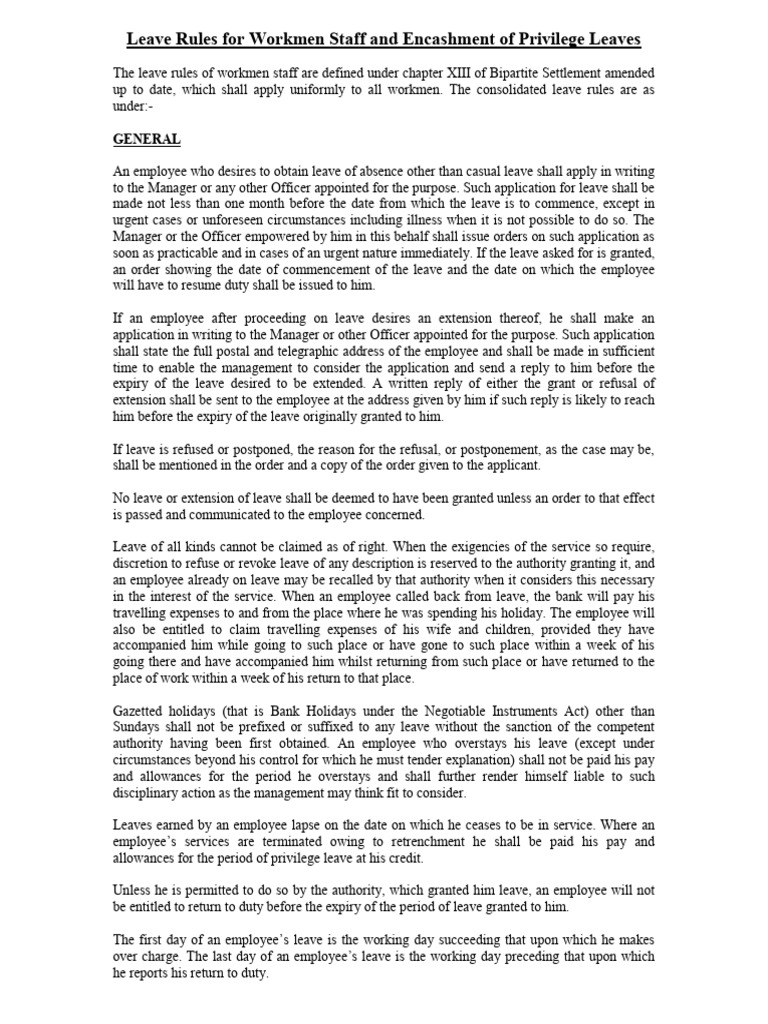Leave Rules | PDF