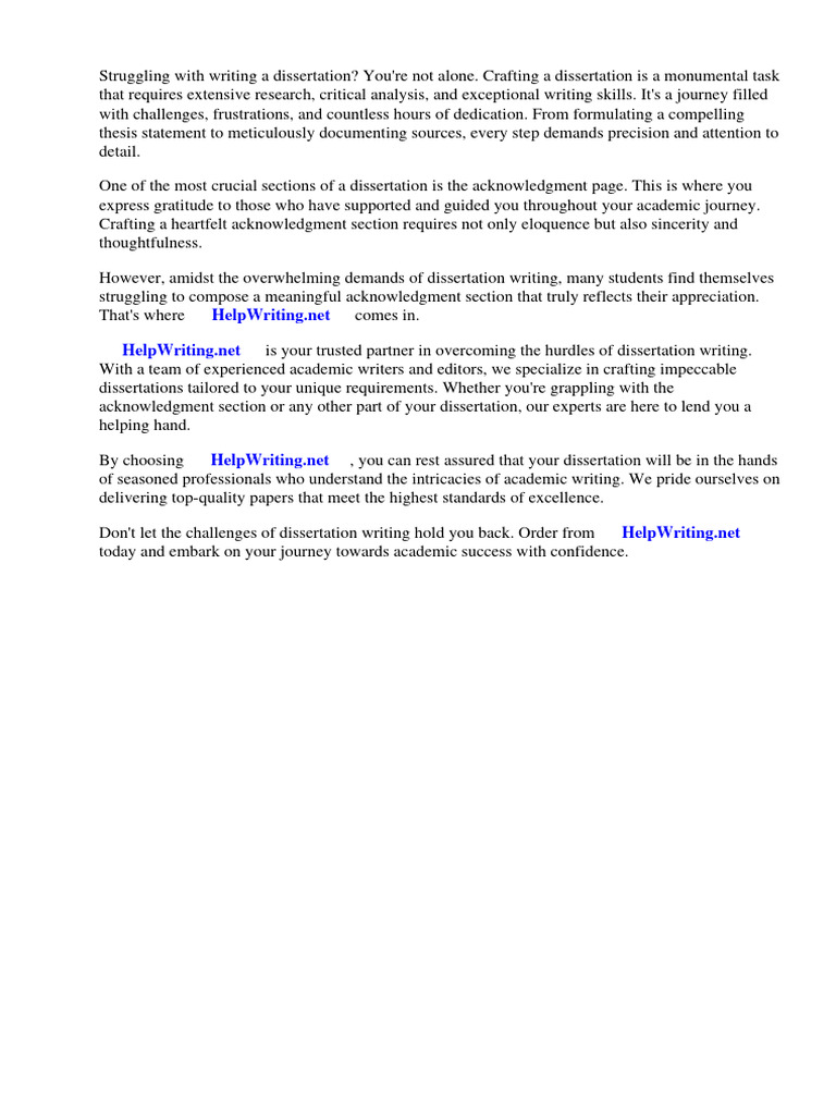 Dissertation Acknowledgement Example Uk | Download Free PDF | Thesis ...