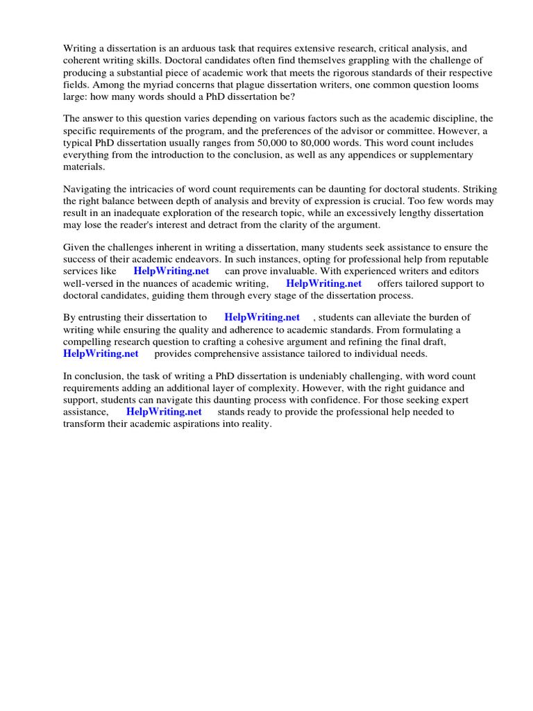 How Many Words Should A PHD Dissertation Be | PDF | Thesis | Doctor Of ...
