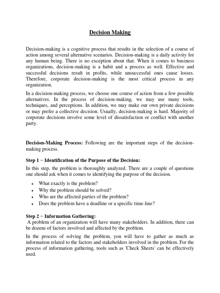 Decision Making | PDF | Decision Making | Cognition