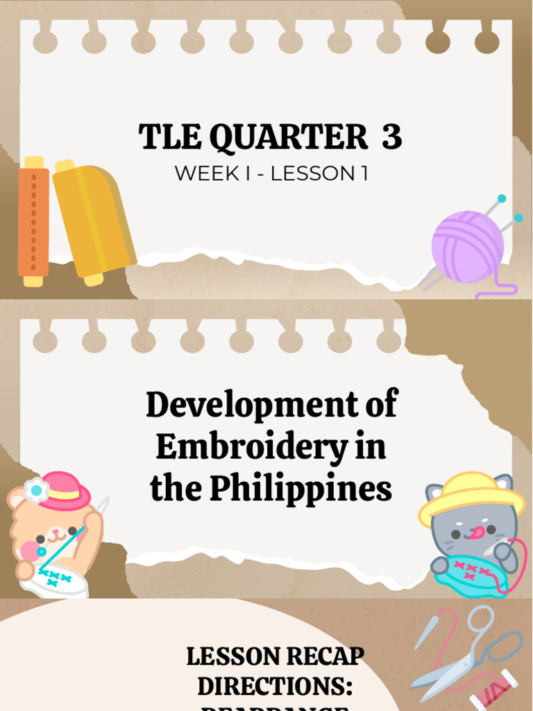 Tle-Quarter 3-Week 1-Lesson 1 | PDF | Sewing Needle | Embroidery