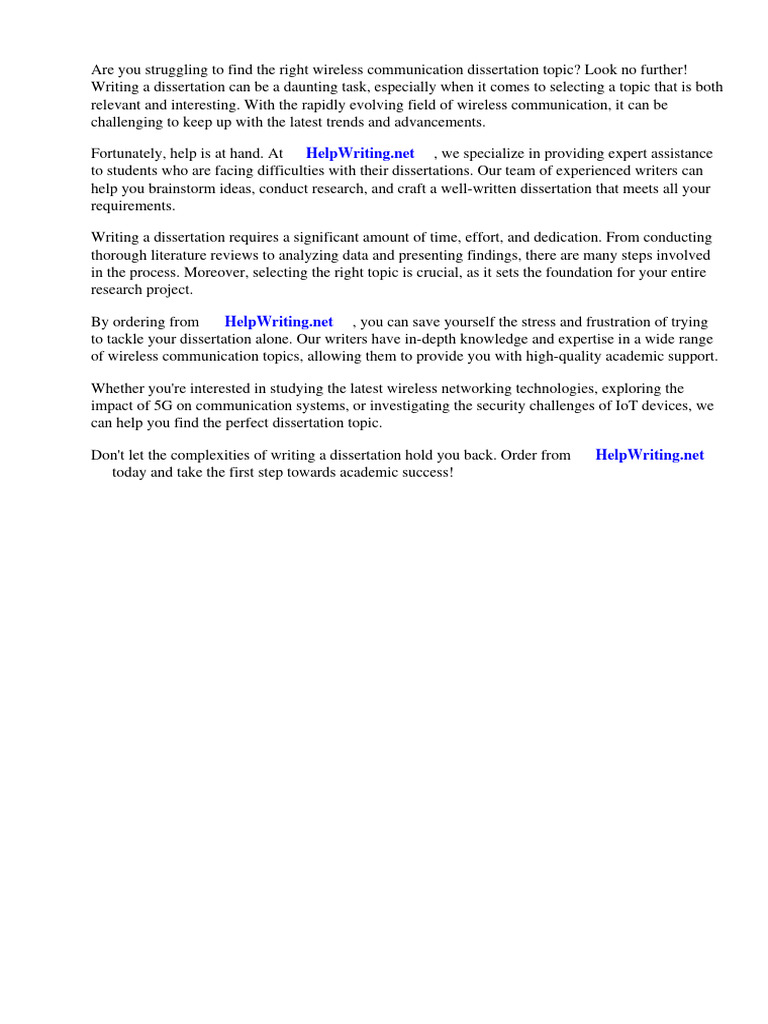 Wireless Communication Dissertation Topics | PDF | Cellular Network | Computer Network