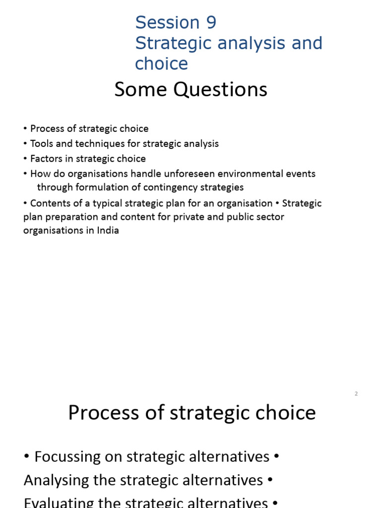 Session 9-10 - Analysis Choice Activation | PDF | Strategic Management | Strategic Planning