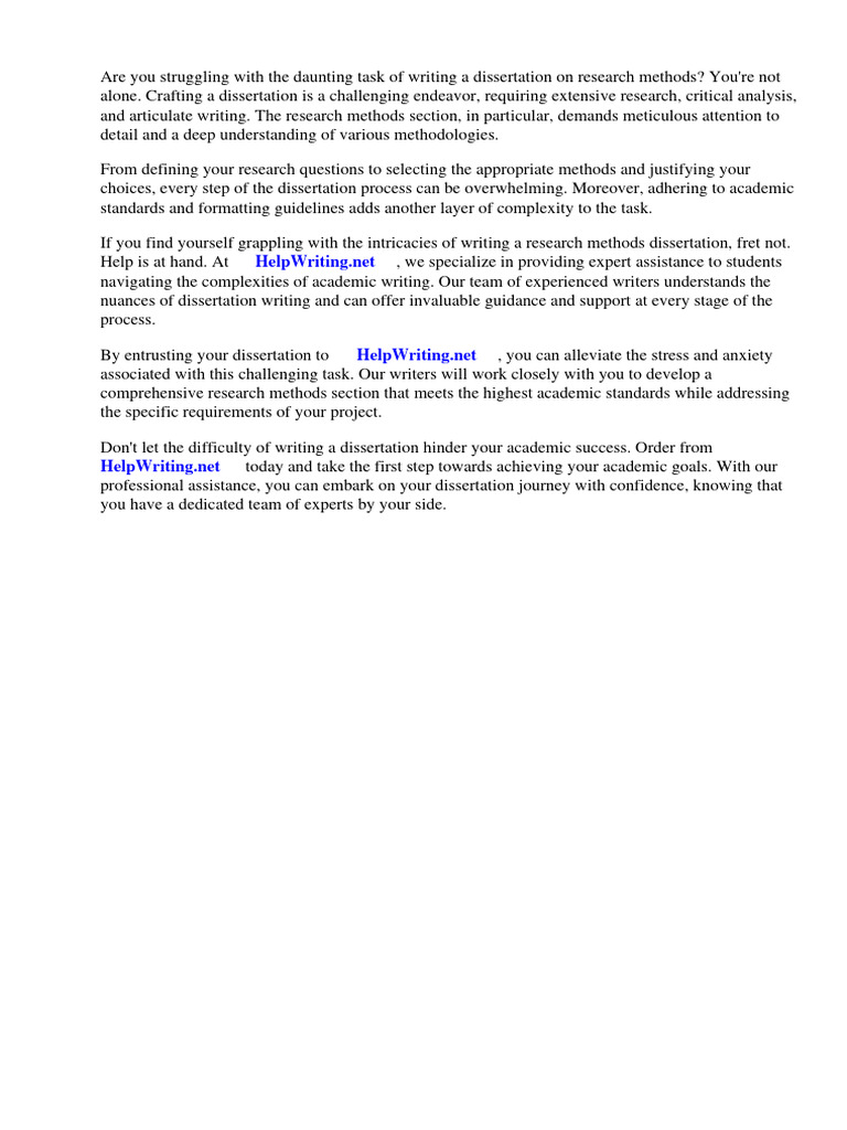 Research Methods Dissertation Sample | PDF | Methodology | Scientific Method