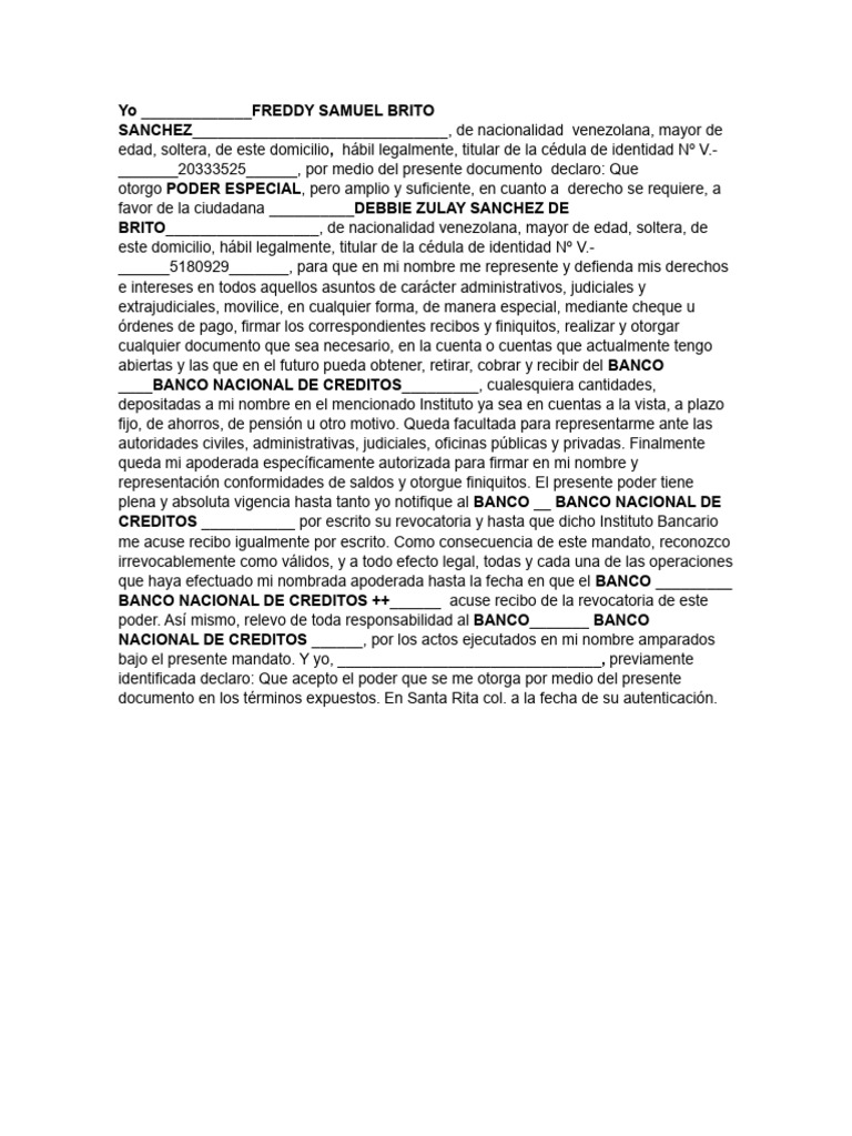 Poder Freddy Brito | PDF