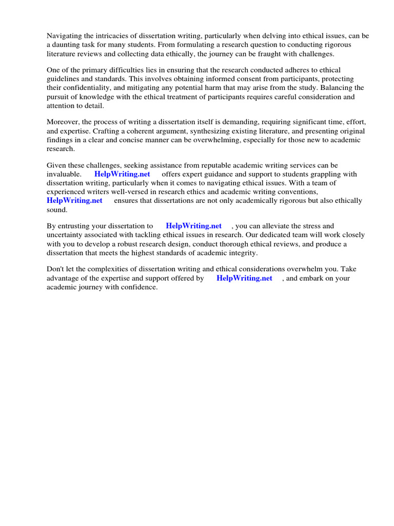 Dissertation Ethical Issues | PDF | Informed Consent | Thesis