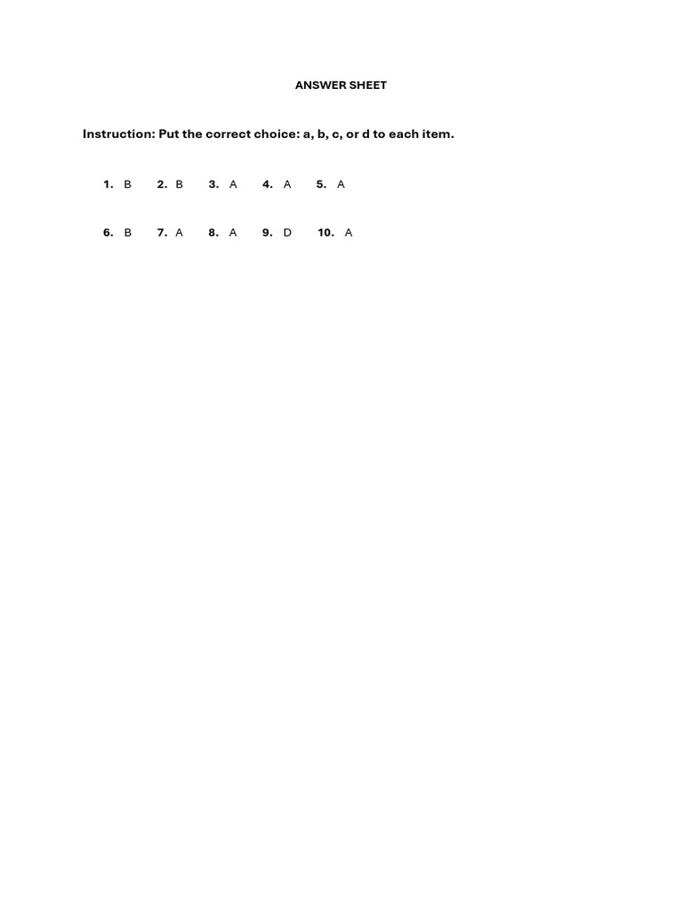 Answer Sheet - Quiz - Epw - 266 | PDF