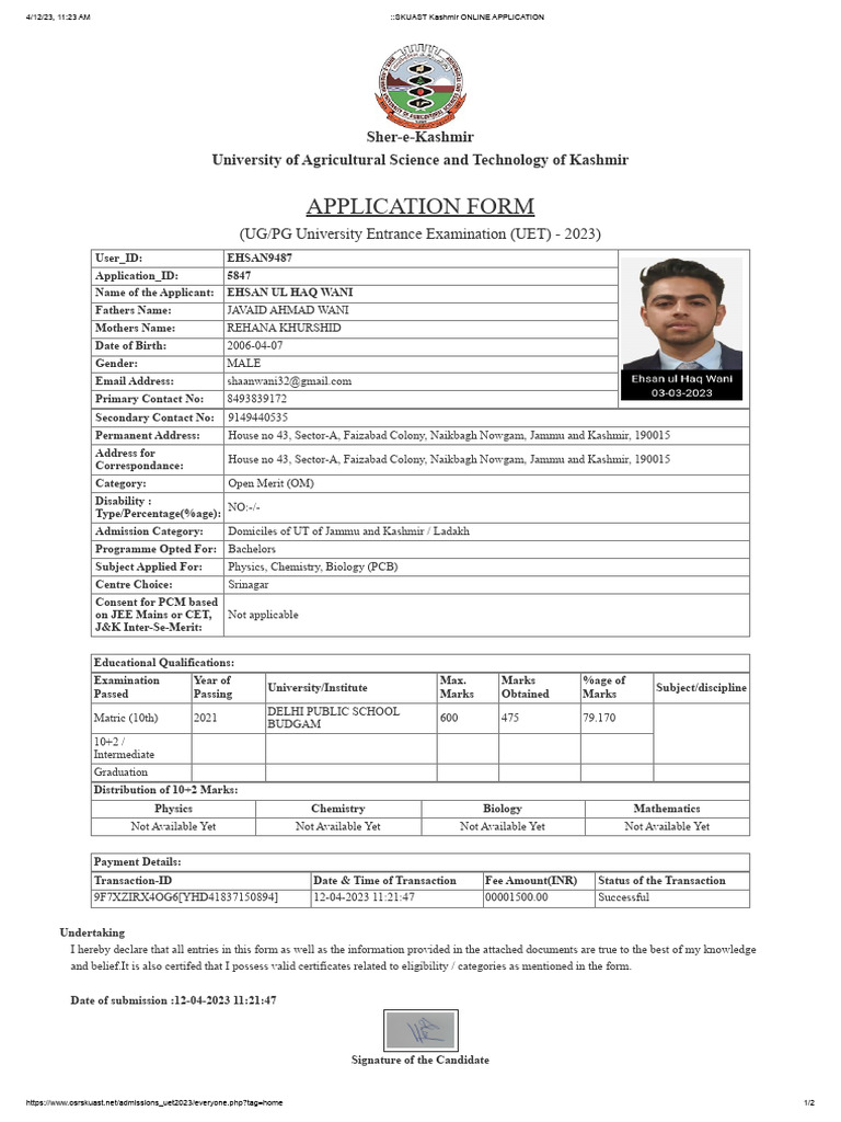 SKUAST Kashmir | PDF | Educational Stages