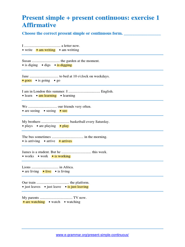 Present Tenses Exercises Merged | Download Free PDF | Linguistics | Grammar