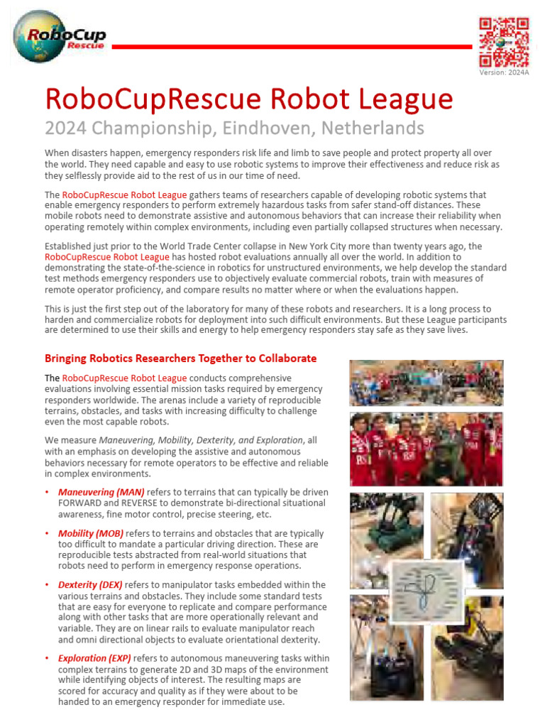 RoboCupRescue Rules Flyer v2024B Web | PDF | Robot | Robotics