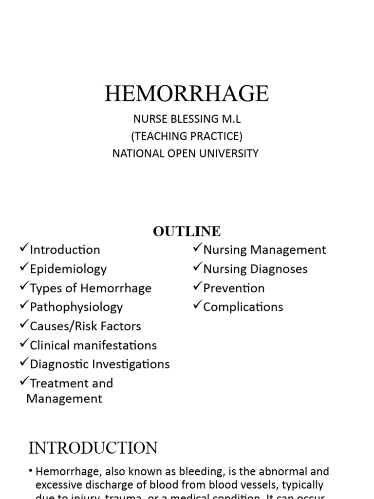 Hemorrhage Lec 1 | PDF | Bleeding | Coagulation