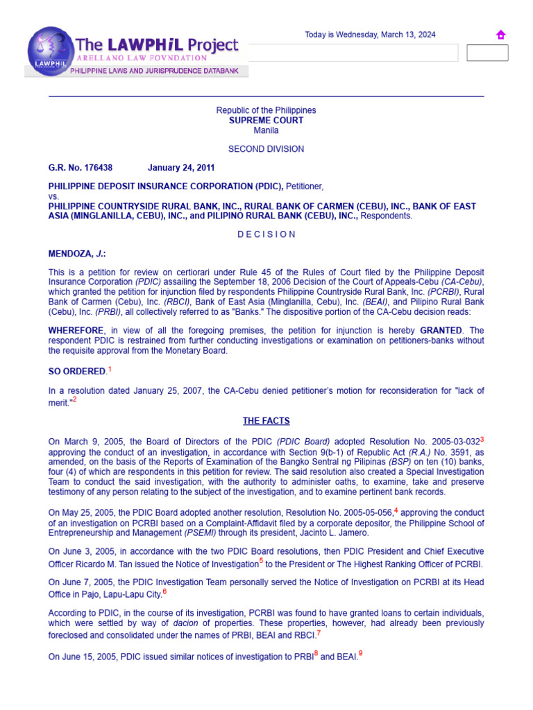 G.R. No. 176438 Reading No. 1 | PDF | Injunction | Certiorari