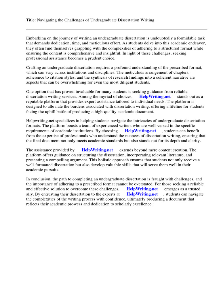 Undergraduate Dissertation Format Pdf Thesis Apa Style