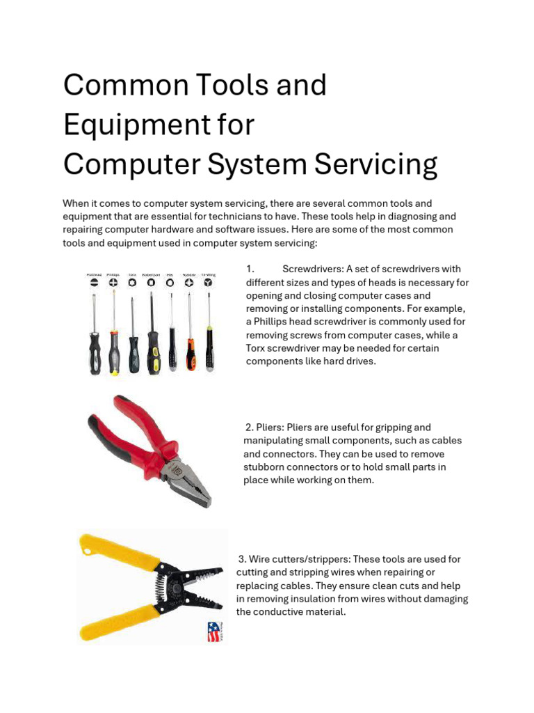 Common Tools and Equipment | PDF
