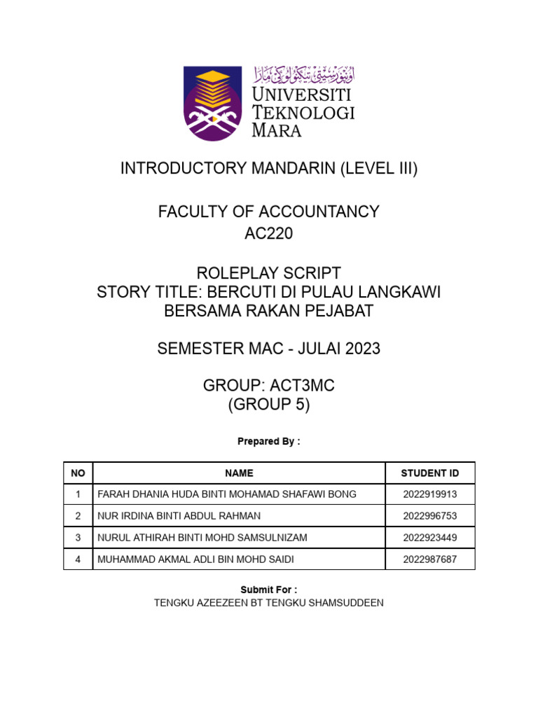 Tmc501 Roleplay | PDF