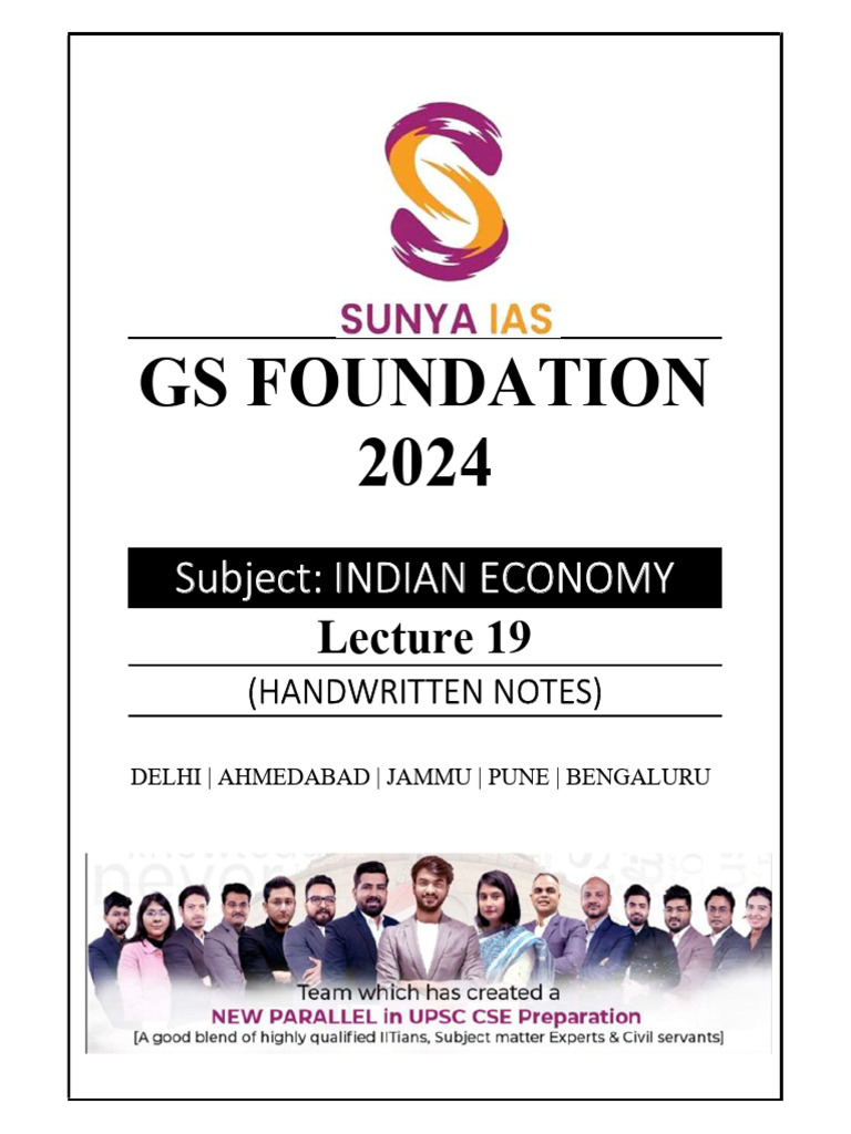 Indian Economy L19 Sunya IAS KING R QUEEN P GS Foundation 1 | PDF ...