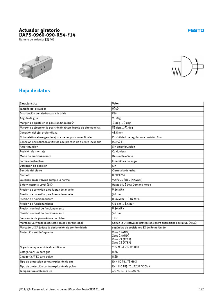 2) Ficha Tecnica Festo DAPS 0960 090 RS4 F14 | PDF | Ingeniería mecánica