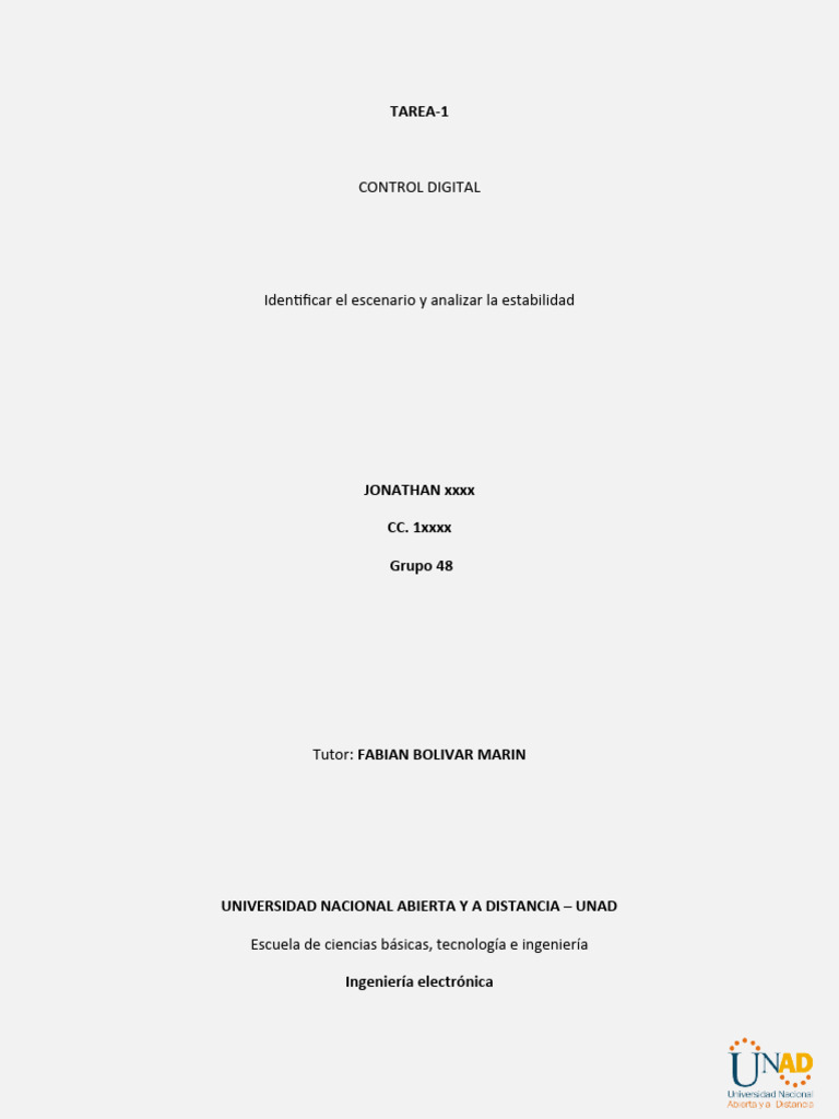 Tarea1 - Control Digital (Jonnathanlopez) | PDF | Ecuaciones | Software