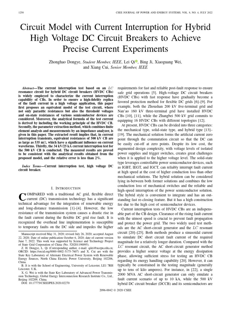 11_2022_Circuit Model with Current Interruption for Hybrid High Voltage DC Circuit Breakers to ...