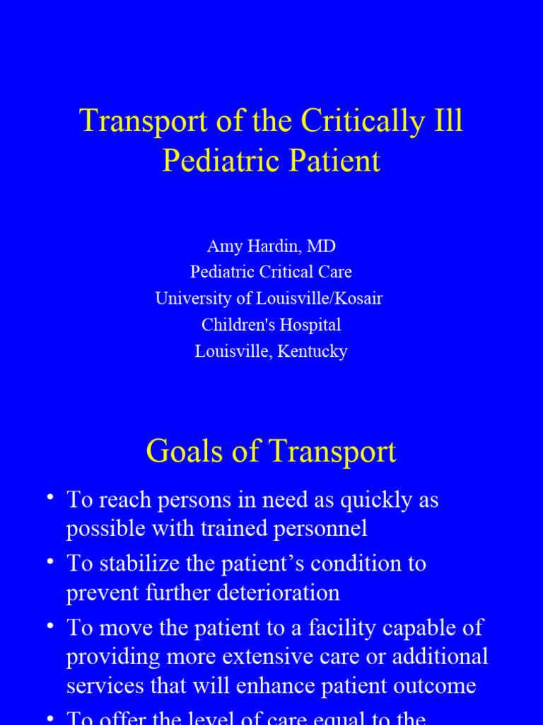 PICU Transport (PICUCOURSE) | PDF | Medical Specialties | Clinical Medicine