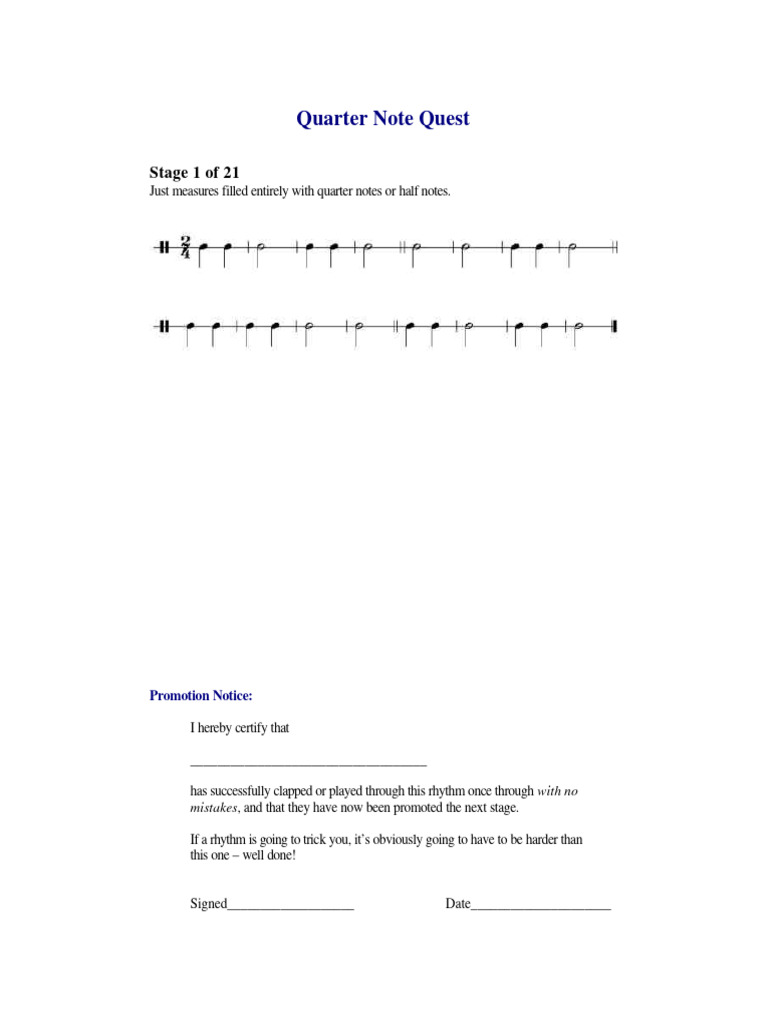 Quarter Note Quest | PDF | Rhythm | Musical Forms