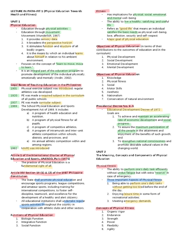 Lecture in Pathfit1 | PDF | Flexibility (Anatomy) | Physical Education