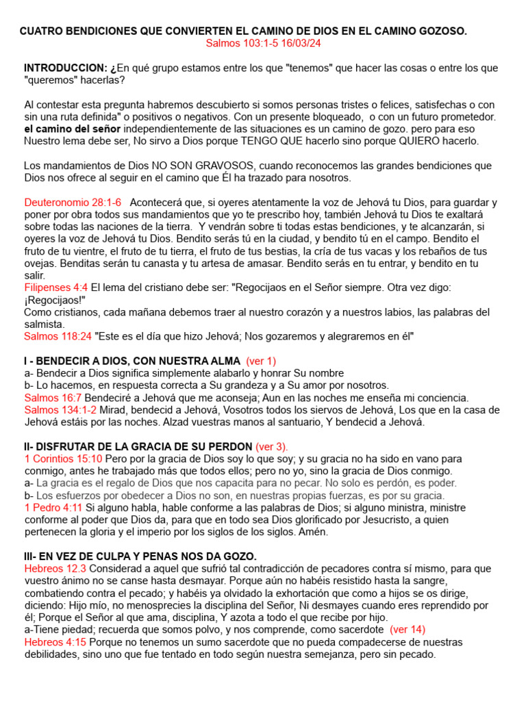 Cuatro Bendiciones Que Convierten El Camino de Dios en El Camino Gozoso. | PDF | Salmos ...