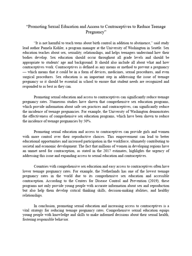 Position Paper - Draft - Two | PDF | Sex Education | Teenage Pregnancy Position Paper - Draft - Two | PDF | Sex Education | Teenage Pregnancy