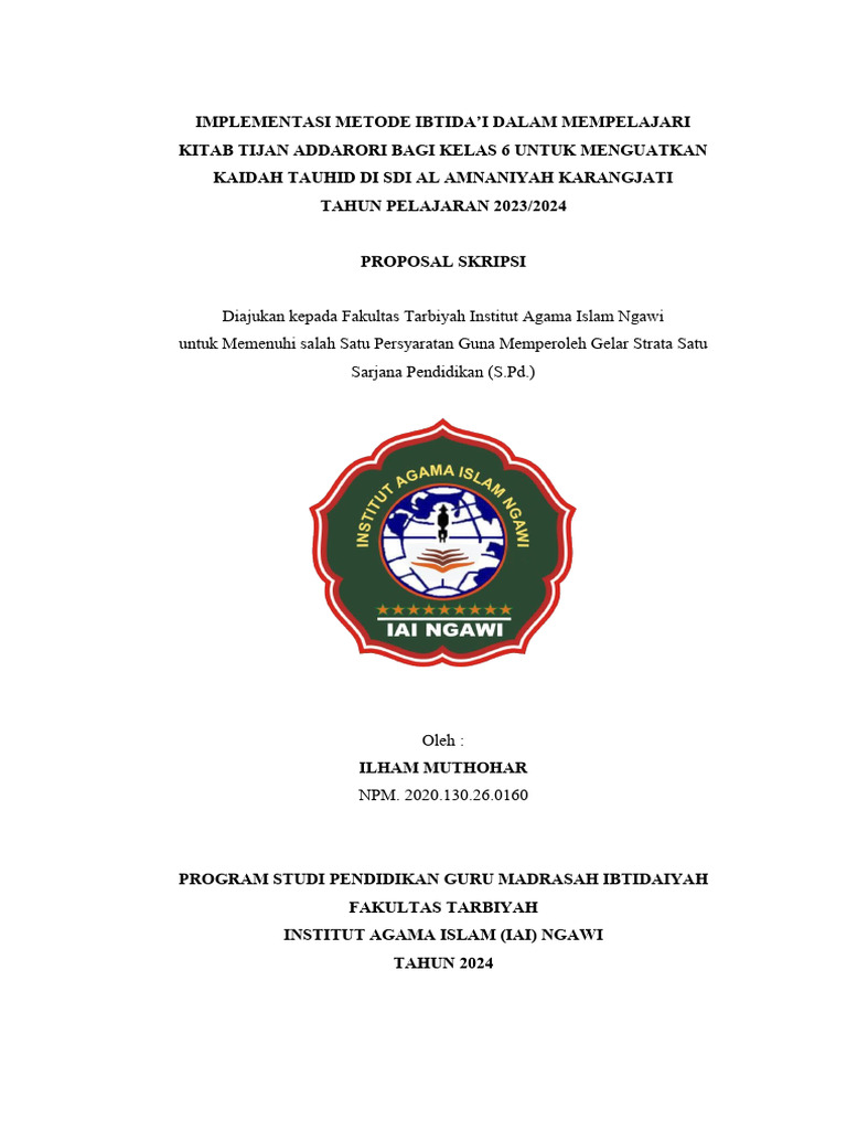 Proposal Skripsi Ilham MT 01 | PDF