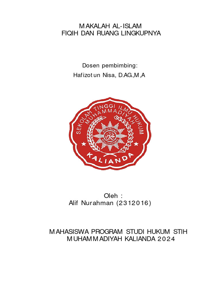 Makalah Ruang Lingkup Fiqh Dan Ushul Fiq | PDF