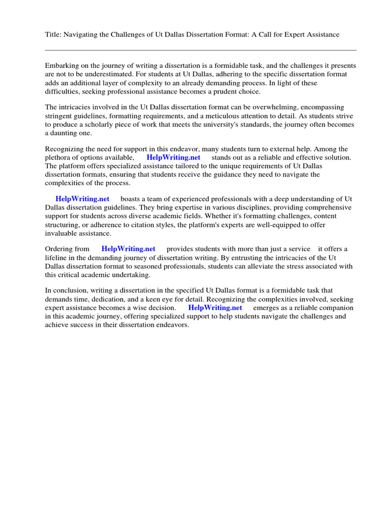 UT Dallas Dissertation Help | PDF | Thesis